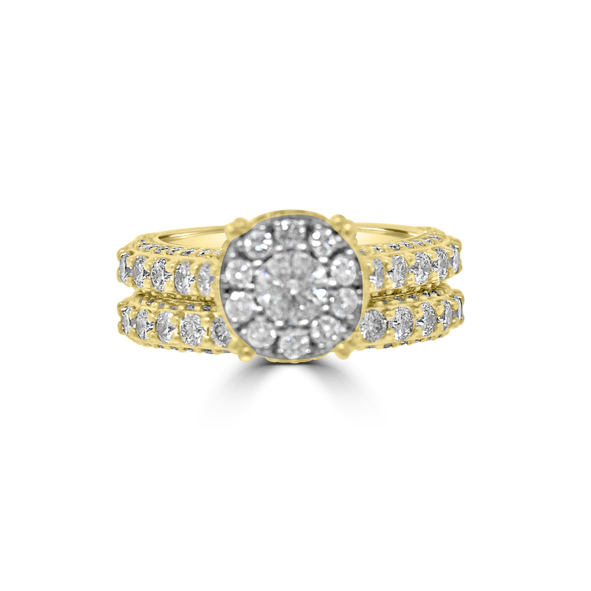 Diamond Cluster Wedding Set | Diamond Wedding Rings | Gold & Diamond ...