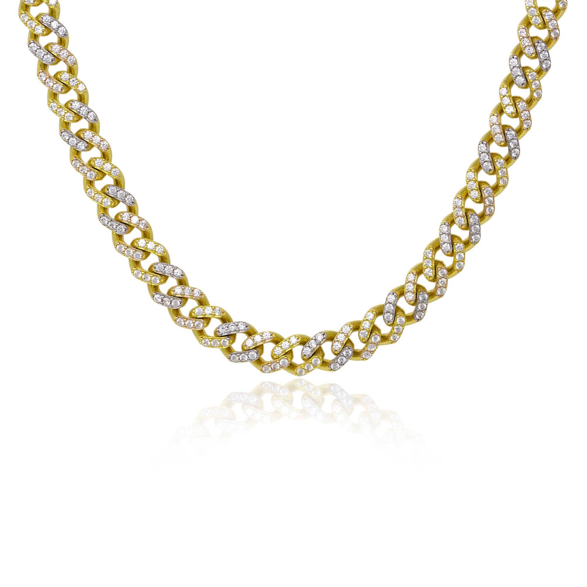 Tri Color Icy Monaco Chain | Cubic Zirconia Chains | Gold & Diamond ...